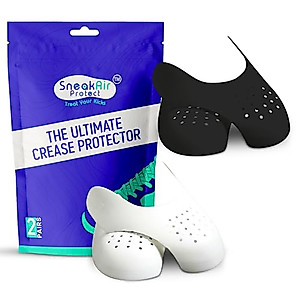 2 Pairs Crease Protectors for Air Force 1 Shoes, Jordan 1, Dunk Low – Sneaker Crease Guard, Anti Crease for Men (US Size 8-12, Black + White)