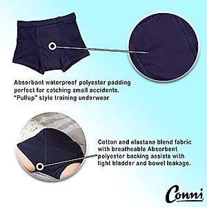 CONNI Kids Training Boxer Pants Soft Shorts Reusable Toddler Potty Training Underwear Waterproof Easy Pull Up Youth Incontinence Aqua Sizes 4-6
