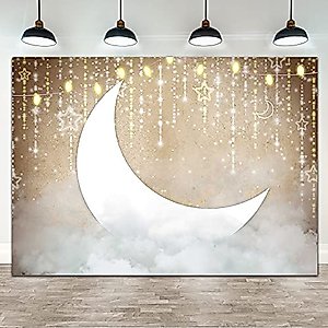 Ticuenicoa 7×5ft Twinkle Twinkle Little Star Backdrop Moon Light Clouds Baby Shower Birthday Newborn Photography Background Kids 1st Birthday Wall Decor Party Decorations