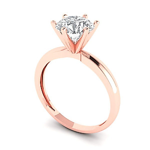 1.5 Ct Brilliant Round Cut Clear Simulated Diamond 14K Rose Gold Solitaire Engagement Promise Bridal Ring Size 10