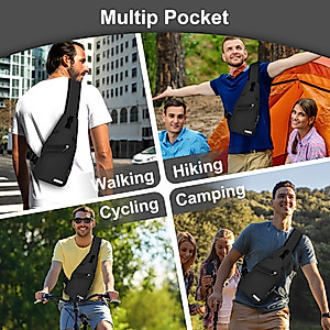 redaica Sling Bag Crossbody Backpack for Women Men Chest Bag Hiking Bag with USB Charging Port for Walking Camping Biking Travel Sports Running Cycling, Black