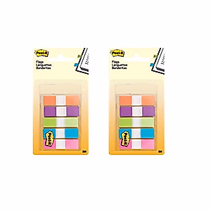 Post-it : Small Flags, Five Bright Colors, Five Dispensers of 20 Flags per Color -:- Sold as 2 Packs of - 100 - / - Total of 200 Each