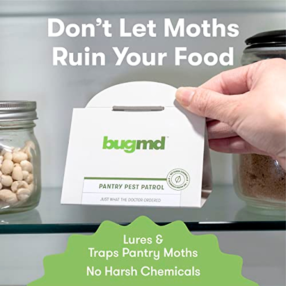 BugMD Pantry Pest Patrol (6 Count) - Moth Traps for Kitchen, Pantry Moth Trap, Bug Trap, Moth Traps for House Pantry, Get Rid of Pantry Moth, Kitchen Moth Trap Killer