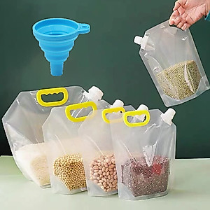 Grain Moisture-proof Sealed Bag, Resealable Washable Clear Grain Storage Suction Bags,Stand Up Sealed Odor-Resistant Packaging Bags (2.5L*10 PACK)