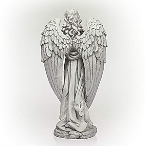 Alpine Corporation QFC104 Angel Statue Outdoor Garden, Patio, Deck, Porch-Yard Art Decoration, 31-Inch Tall, White