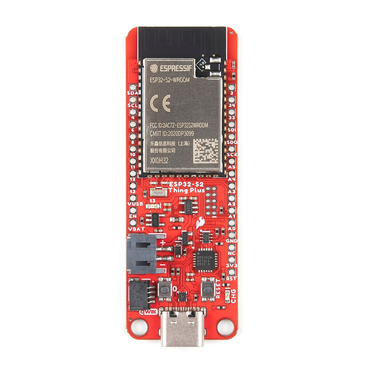 SparkFun Thing Plus - ESP32-S2 WROOM -No Bluetooth- Highly-Integrated Feather Form-Factor Development Board Equipped w/a 2.4 GHz WiFi System-on-Chip (SoC)- Transparent External Flash & RAM encryption