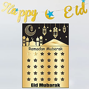 Ramadan Decorations Calendar Eid Calendar Countdown Advent Calendar 2023 Ramadan Calendar Eid Calender Activities for Kids with 30 Reusable Stars Ramadan Mubarak Gift Decor for Home Wall