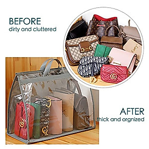 6 Pcs Purse Organizer for Closet, Handbag Organizer Dust Bags, Clear Purse Storage Organizer, Dust Bags for Purses and Handbags, Non-Woven Hanging Bag Closet with Zipper and Handle