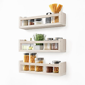 LIANTRAL Kids Bookshelf for Wall, Set of 4 Wall Bookshelf for Kids Room, Nursery Book Shelves for Bedroom Bathroom Kitchen Nursery Decor, Book Shelf Organizer, Natural Wood