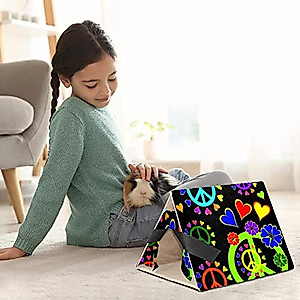 enheng Small Pet Hideout Peace Pride Hamster House Guinea Pig Playhouse for Dwarf Rabbits Hedgehogs Chinchillas