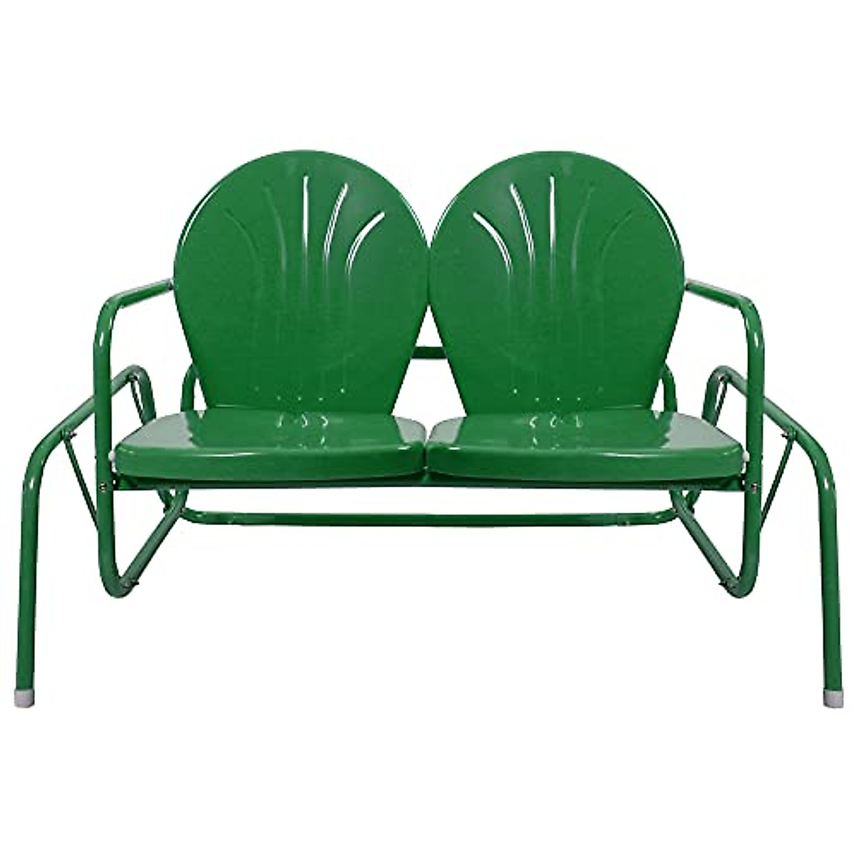 Northlight 2-Person Outdoor Retro Metal Tulip Double Glider Patio Chair, 32", Green