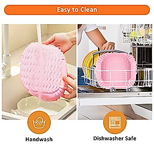 YCQQPRO Square Air Fryer Silicone Liners, 8Inch 3Pack Reusable Air Fryer Silicone Basket, Food Grade Heat Resistant Easy Cleaning Air Fryers Oven Accessories for 4QT or Bigger Air Fryer(Red+Pink+Grey)