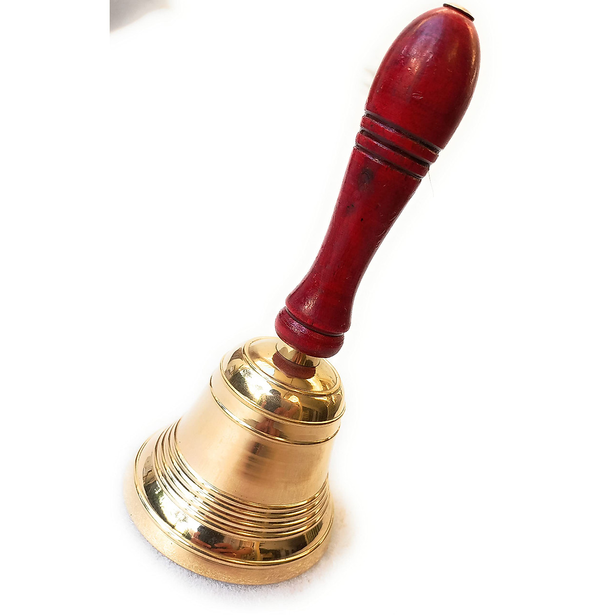 Solid Brass Bell - Hand Bell - Ship Dinner Call Bell School Table Bell W wood Handle - Wedding Bell Gifts