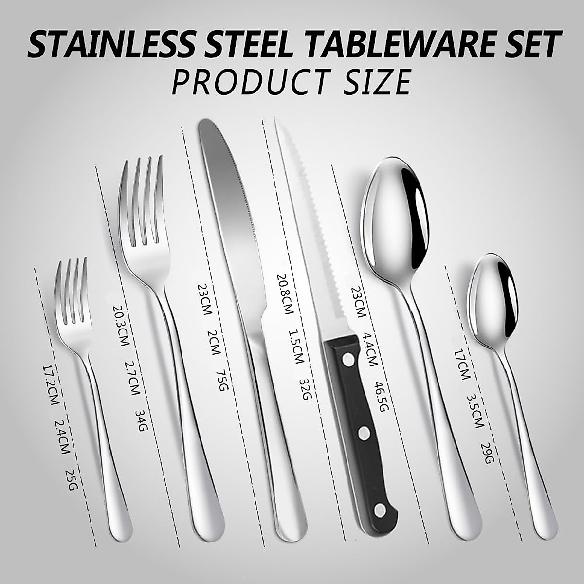 Silverware Set 24-Pieces Flatware Set Cutlery Set with Steak Knives Food-Grade Stainless Steel Home Essentials for New Home Forks Spoons And Knives Set Dishwasher Safe Daily Household Use