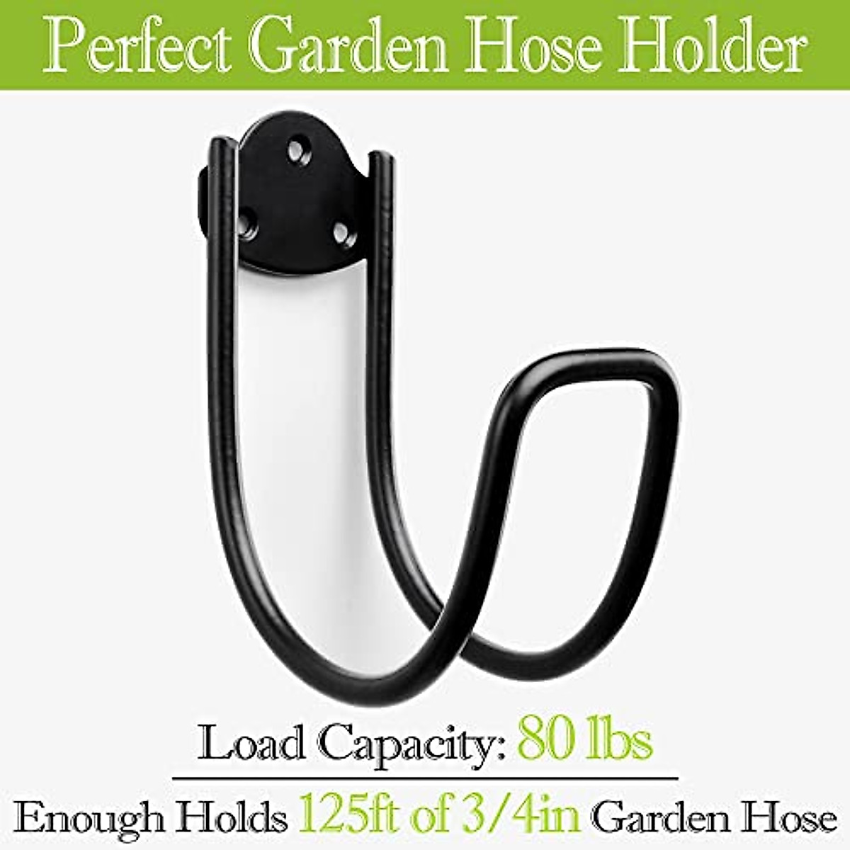 Qiang Ni Garden Hose Holder: Outside Heavy Duty Water Hose Hanger Rack - 2 Pieces Wall Mount Metal Hose Storage Hook for Outdoor - QN-02