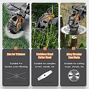 Electric Weed Eater Battery Powered Weed Wacker, String Trimmers with Remaining Power Display, Adjustable Machine Head Electric Lawn Edger for Garden and Yard