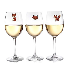 Simply Charmed Fox and Owl Wine Glass Charms - Magnetic Drink Markers for Regular or Stemless Glasses