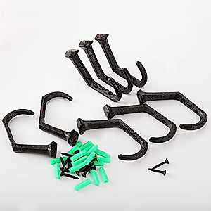 Dicunoy 8PCS Rustic Cast Iron Hooks, Wall Mounted Farmhouse Coat Hangers, Heavy Duty Vintage Black Railroad Spike Hooks for Hanging Coats, Bags, Hats, Towels, Keys, Clothes, Scarf