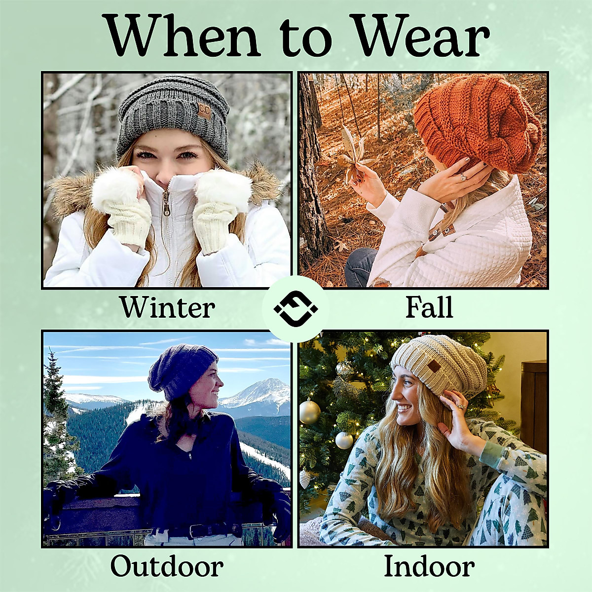 Funky Junque Oversized Slouchy Beanie for Women - Soft Warm Chunky Cable Knit Hat, One Size, Four-Tone Mix (Yellow, Hot Pink, Turquoise, Pink)