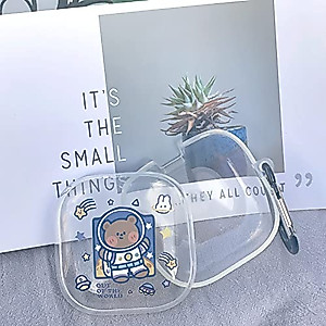 Bogut Compatible for Beats Fit Pro Case, Cute Bear Cartoon Design Beats Fit Pro 2021 Earbuds Cover with Keychain, Clear TPU Protective Anti-Fall Soft Silicone Case for Kids Boys Girls - Clear