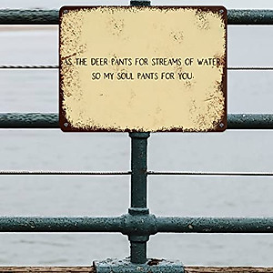 Nelbonse As The Deer Pants for Streams of Water Metal Sign Tin Aluminum Sign Classic Inspirational Quotes Tin Art Sign Decoration For Home Bar Pub Cafe Farm Room 16x12in