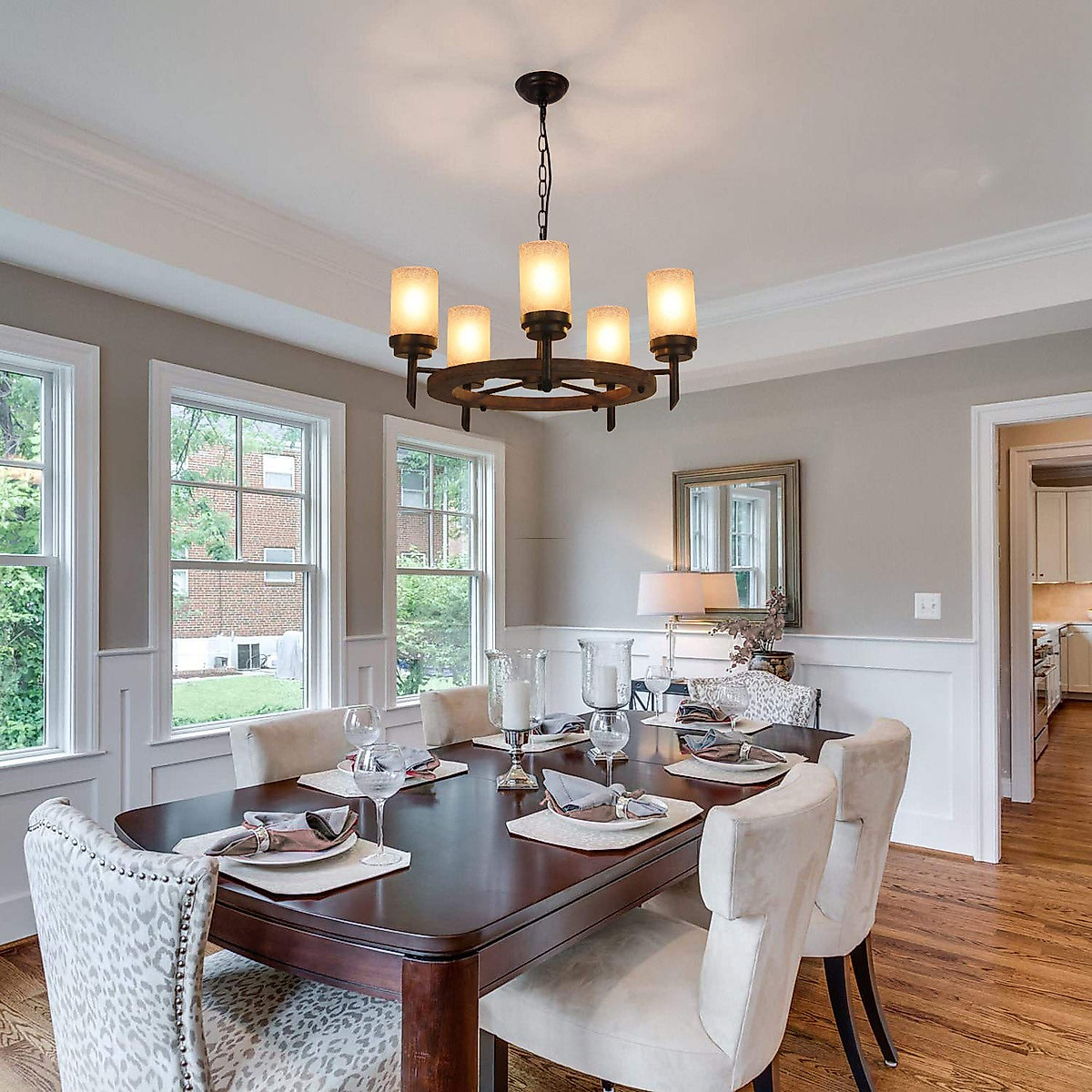 Eumyviv Frosted Glass Lamp Shade with Crackle Finish, 2 Pack Cylinder Glass Light Cover Replacement with 1-5/8-inch Fitter Opening for Wall Sconce Chandelier A00027