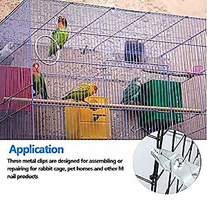 300 PCS Wire Quail Cage Clips Pet Cage Fixed Metal Clips Pet Cage Building Clips with 1 Cage Pliers Crimper Tool for Chicken Pigeon Rabbit Bird Pet Dog Cat Cage Lodge