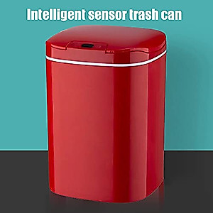 Smaani Automatic Intelligent Induction Trash Can, Trash Can Automatic Waste Bin, Garbage Can 14L for Kitchen | Office | Bedroom | Bathroom | Living Room (Red Model :No Pattern)