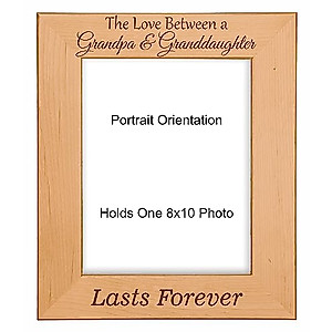 PrecisionNC Engraving Grandfather Granddaughter Gift Love Between a Grandpa and Granddaughter Lasts Forever Engraved Wood Picture Frame Fathers Day