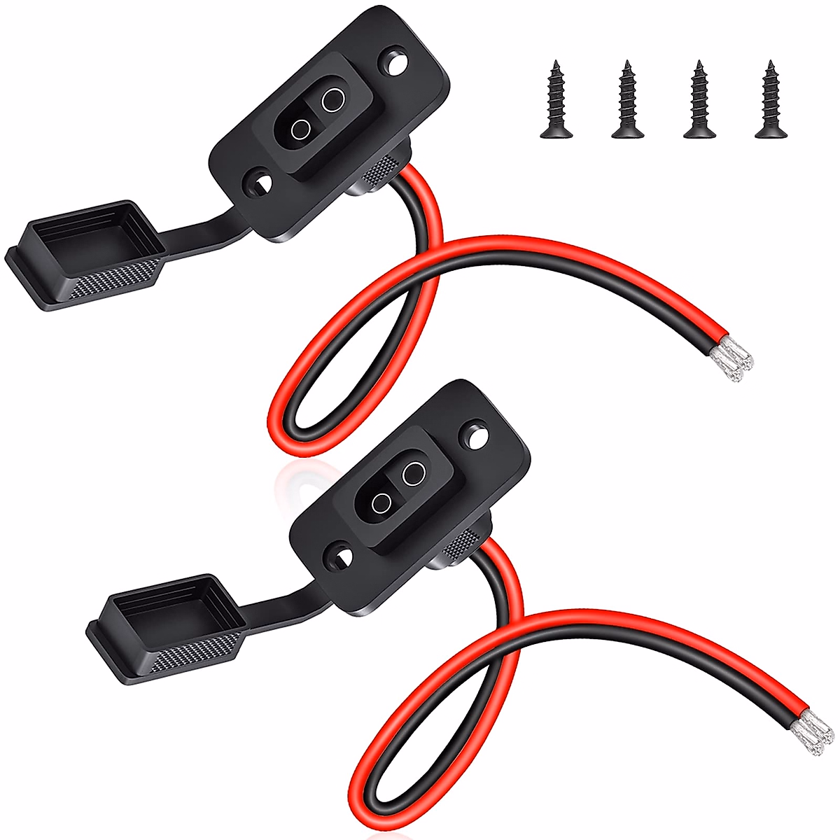 ELECTOP SAE Connector, Rectangular SAE Power Socket Sidewall Port, Weatherproof SAE Quick Connect Solar Panel Flush Mount Plug Outlet, 12AWG SAE Cable for Solar Generator Battery Charger (2 Pack)