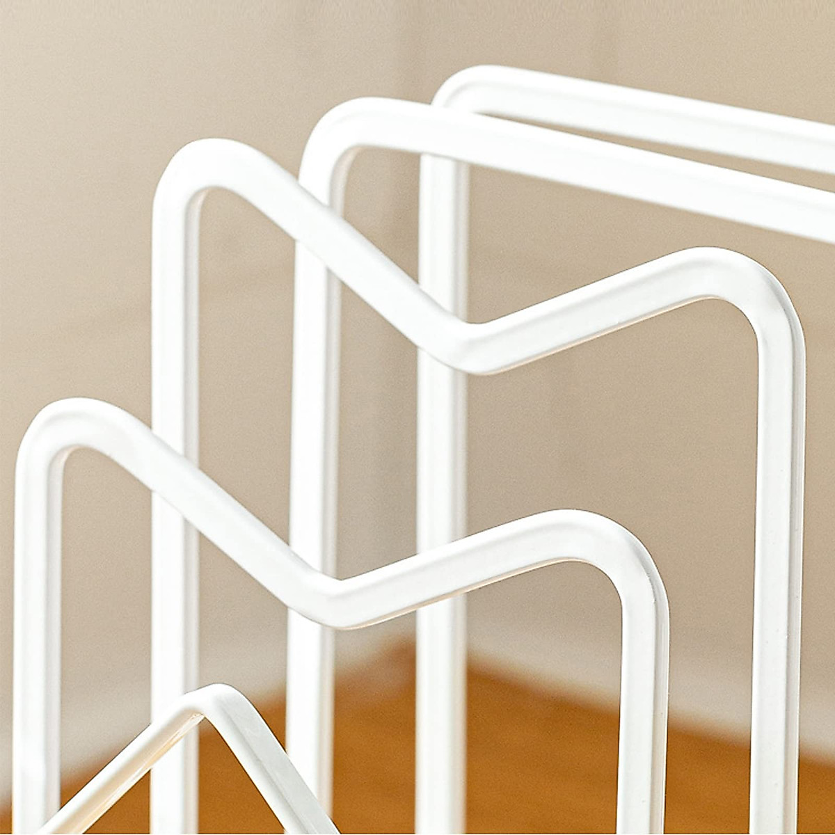 HAOCESS Pot Lid Organizer, Cutting Board Rack, Kitchen Shelf Chopping Board Rack, Kitchen Countertop Drain Storage Shelf, Bedroom Study Bookshelf Desk Organization (White)