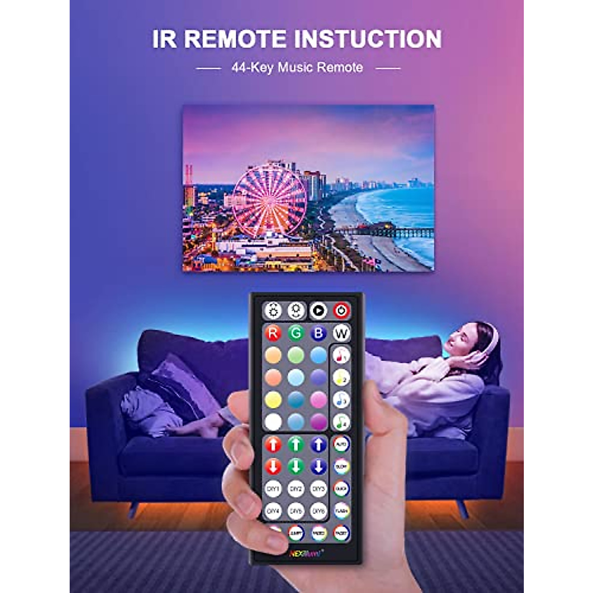 Nexillumi 100 ft LED Lights for Bedroom with Remote Color Changing LED Strip Lights