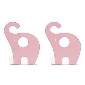 BESPORTBLE 2Pcs Kids Nonskid Bookends Heavy Duty Bookends Elephant Shaped Decorative Book Stopper Book Organizer for Shelves (Pink)