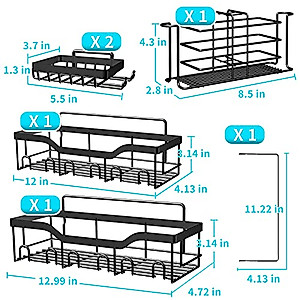 Giuoegfy 6-Pack Shower Caddy, Adhesive Shower Organizer, Shower Shelves, Rustproof Stainless Steel Bathroom Shower Organizer. (Black)
