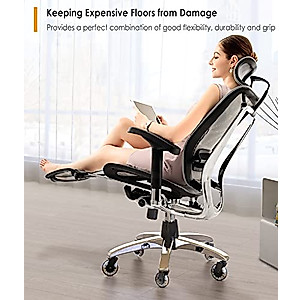 MaxGear 3" Office Chair Wheels, Replacement Soft Rubber Mute Heavy Duty Casters, Universal for All Floors Hardwood & Carpet Mats, Standard Stem 7/16" Fit 99% Computer Chair, Set of 5, Black