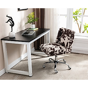 Kmax Home Office Desk Chair, Armless Modern Task Chair for Small Space, Cow