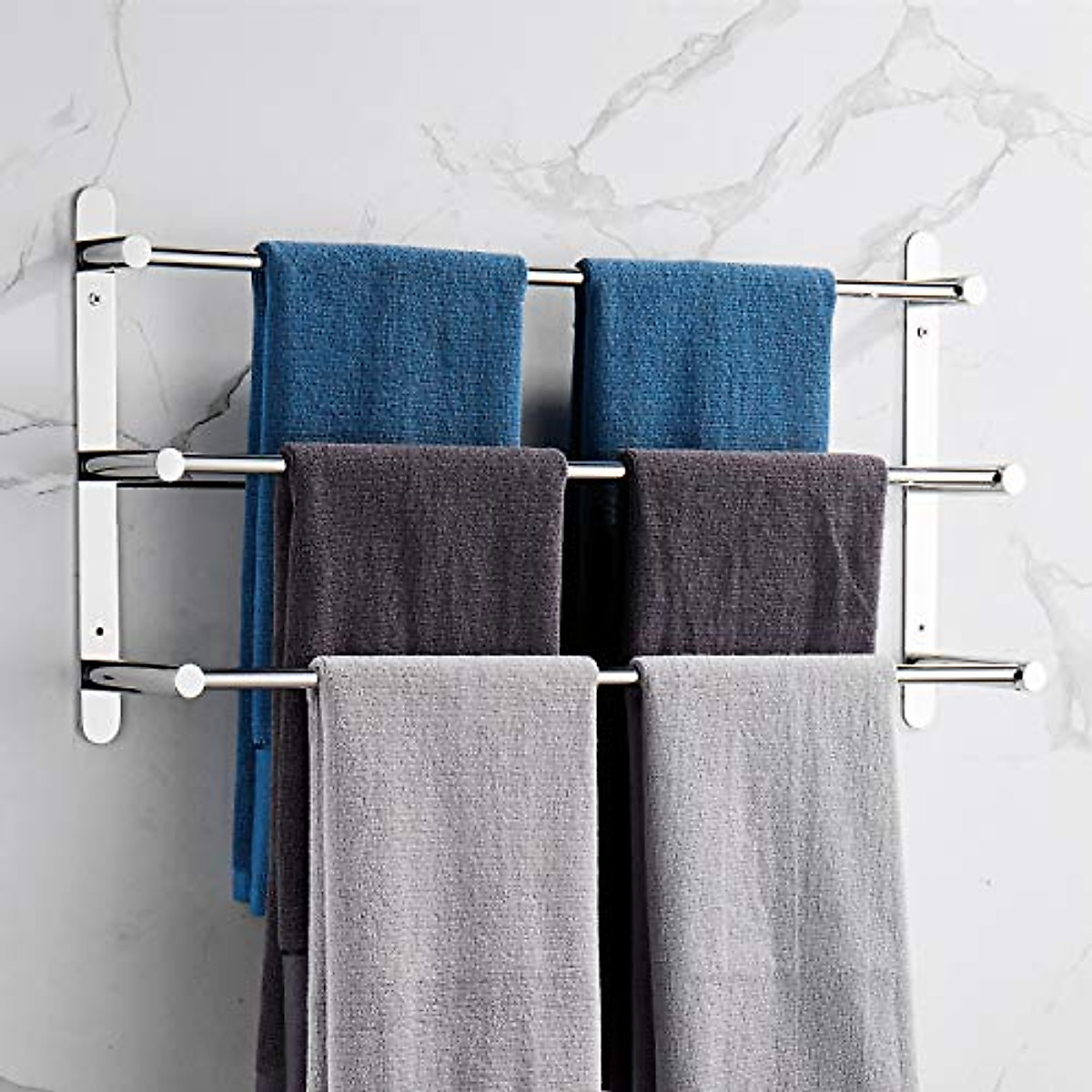 Parzune Three Stagger Layers 23.62 inch Towel Bars Bathroom Accessories Bright Polished 60CM Towel Rack