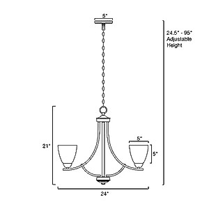 Kira Home Weston 24" Contemporary 5-Light Large Chandelier + Alabaster Glass Shades, Adjustable Chain, Oil Rubbed Bronze Finish
