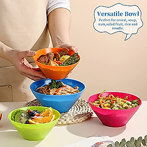 Evanda Plastic Bowls Set 12 Pieces, 3 Sizes 14/20/25oz Unbreakable Reusable Light Weight Bowl for Cereal, Noodle, Soup, Pasta, Ramen, Popcorn, Ice Cream, Fruit, Salad and All Purpose