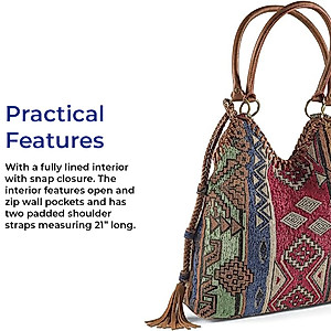 SAGEFINDS Natrona Tapestry Bag | Southwestern Pattern | Slouchy Purse | Snap Closure | Lined Interior with Pockets | 21” Long Double Handles | 16” H x 11” W