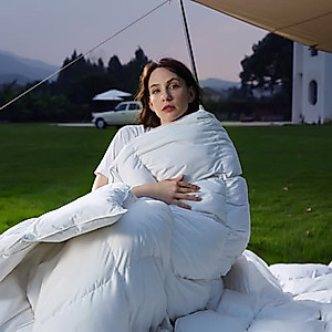 BHZ California King Down Comforter, Duvet Insert Feather Down Comforter All Seasons, Medium Warm Luxury Soft 100% Cotton Cover with Corner Tabs (104x96 Inches, White)