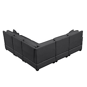 Eafurn Convertible Modular Sectional, 87.8" Free Combination Symmetrical Padded Back and 2 Pillows,5 Seater Corner Sofa & Couch for Living Room Contemporary Furniture Set, Gray