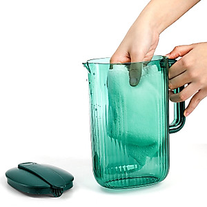 Peohud 70 Oz Water Pitcher, Plastic Pitcher with Lid and 4 Cups, Iced Tea Pitcher Water Jug for Juice, Milk, Lemonade, Cold or Hot Beverages, BPA-Free