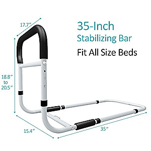 KingPavonini Bed Side Assist Handle Bar Safety Rail Bed Rails for Elderly Adults - Medical Bed Support Bar - Mobility Assistant Bar with Free Storage Bag and Fixing Strap, Support Up to 400lbs