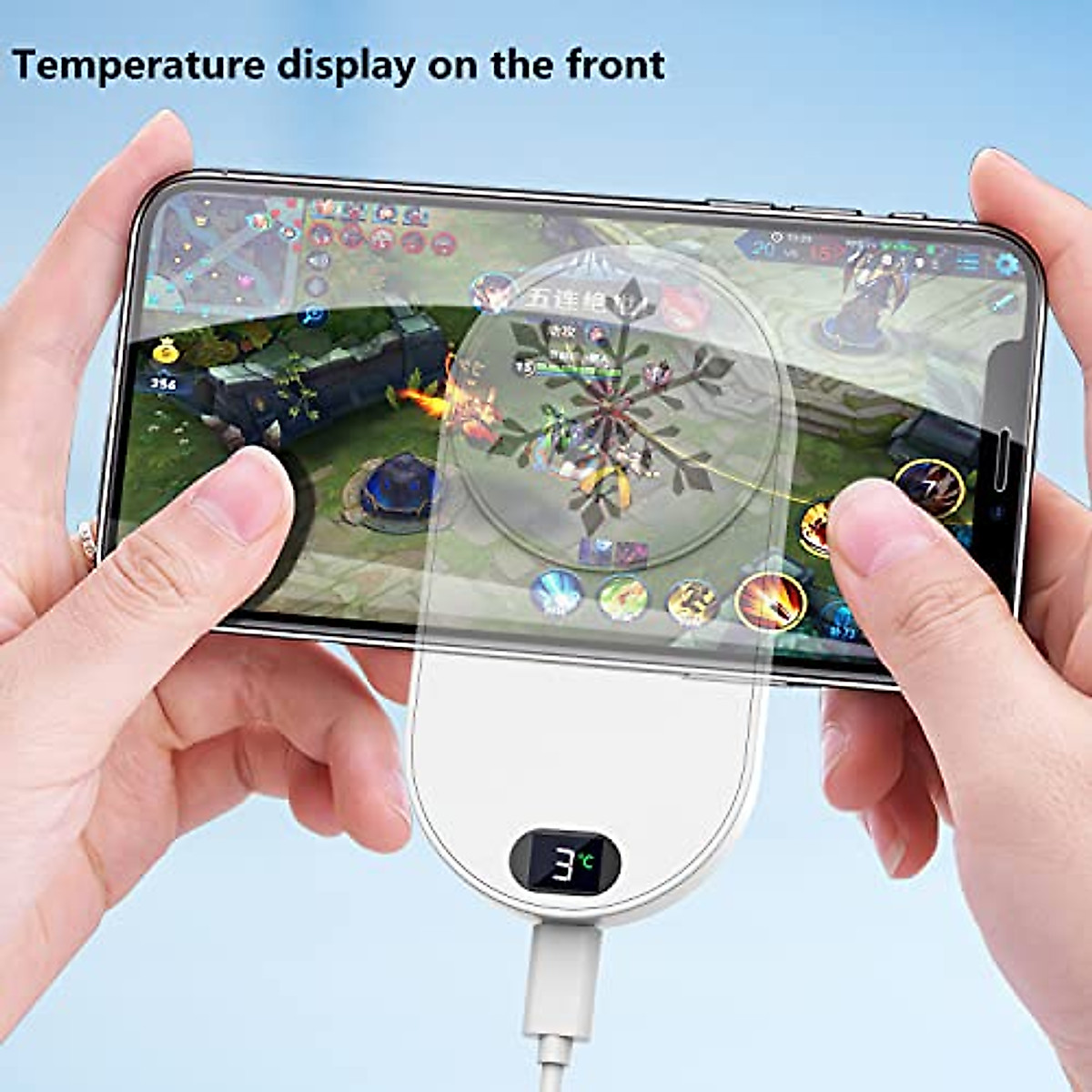 LONGFITE Phone Cooler Magnetic Ultra Thin Radiator with Semiconductor Fan Cooling Function and LED Temperature Display for Smartphone Gaming