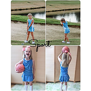 Zaclotre Girls Tennis Golf Dress Outfit Sleeveless Tank Top and Skorts Sets Sport Skirt with Shorts Light Blue