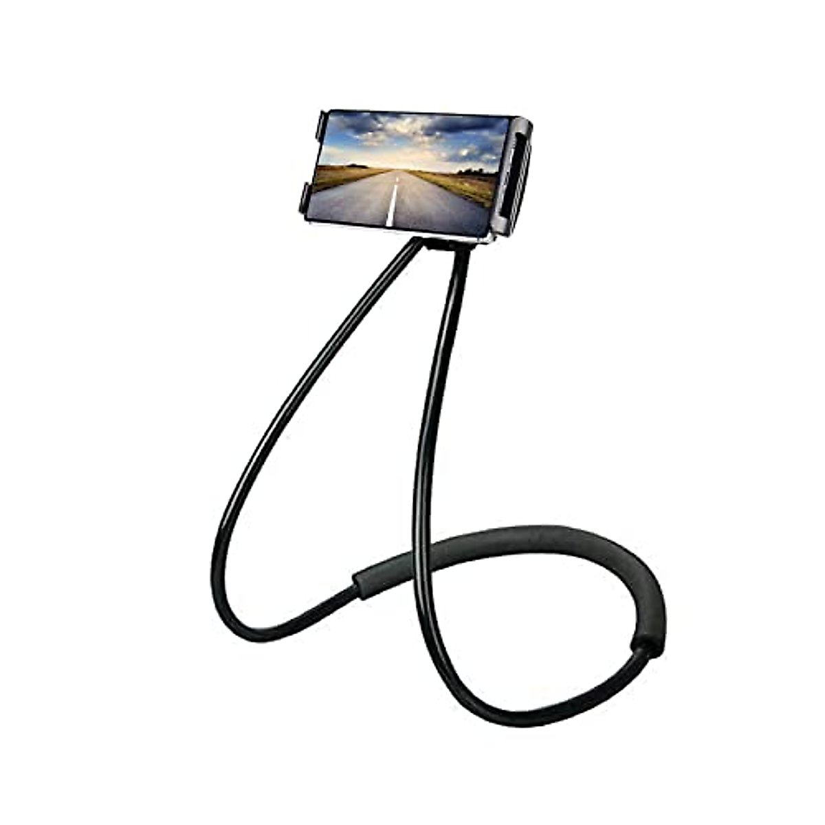 Chapter Seven Universal Smart Mobile Phone Stand,Hanging on Neck Cell Phone Mount Holder, Flexible Lazy Bracket DIY Free Rotating for Multiple Functions (Black) (Black)
