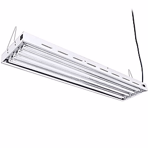 iPower T5 Grow Lights, 4ft 6400K High-Output Fluorescent Tubes, Grow Light Fixture Bulbs for Indoor Plants, Hydroponic and Greenhouse, with 2 Hanging Cables, 10ft Power Cord