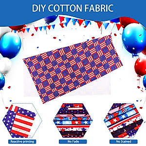 Tatuo 10 Pcs 20 x 20 in Patriotic Fabric Bundle 4th of July Quilting Fabric Memorial Day Fabric Squares Independence Day Print Fabric American Flag Pattern Polyester Cotton Fabric DIY Craft Patchwork