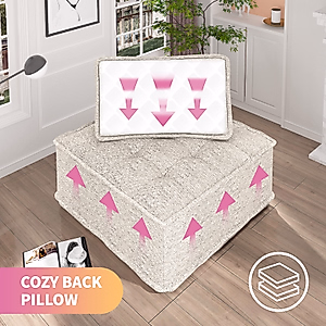 Mixoy Convertible U/L Modular Sectional Sofa, Variable 7-Seater Sofa Couch with Soft Oversized Seat, Free Combination Armless Sectional Sofa for Living Room, Bedroom (Beige, 7PCS)